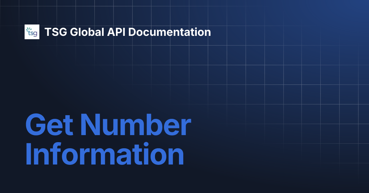 Get Number Information | TSG Global API Documentation